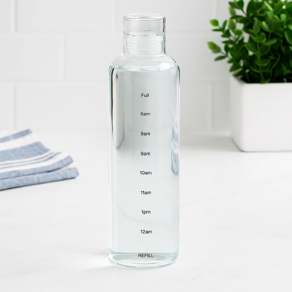 Transparent Glass Drinking Bottle with Timeline Guide – agc.lk – The ...